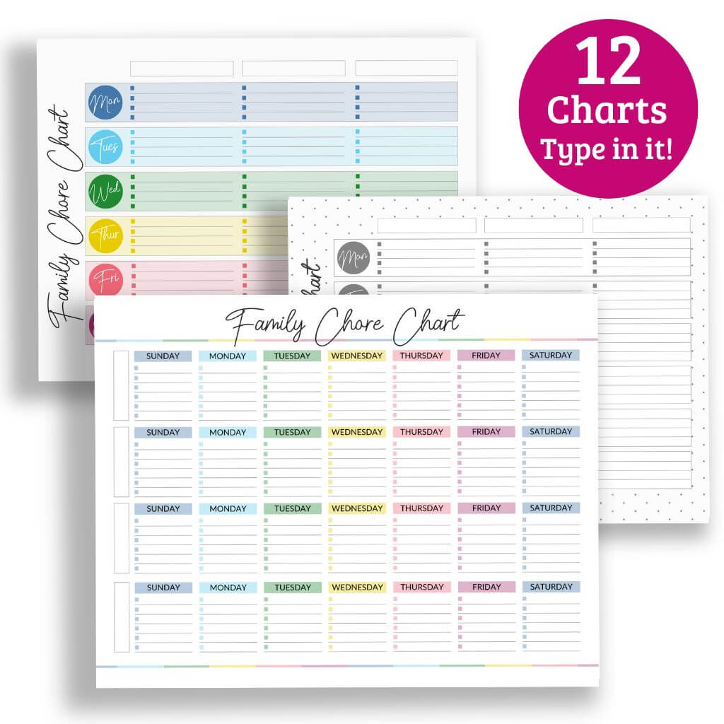 12 Family Chore Charts - Printable Editable PDF – The Savvy Sparrow