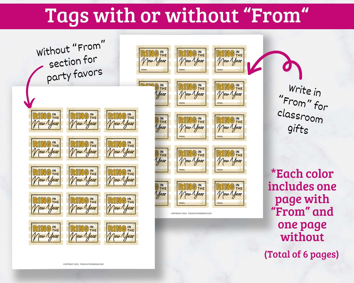 Printable "Ring in the New Year" Gift Tags - Party Favors! – The Savvy ...