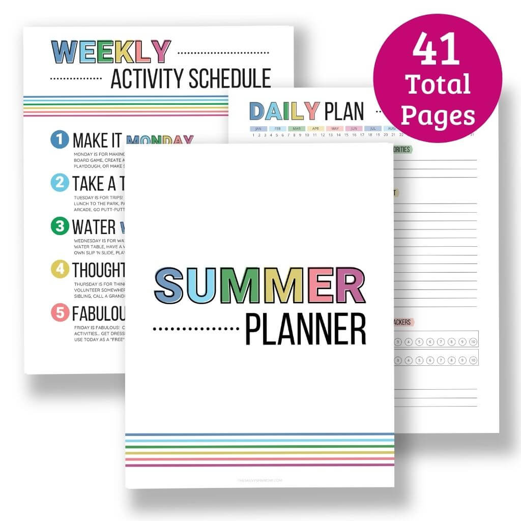 Summer Planner Printable Template - 41 Page PDF for Summer Fun! – The ...