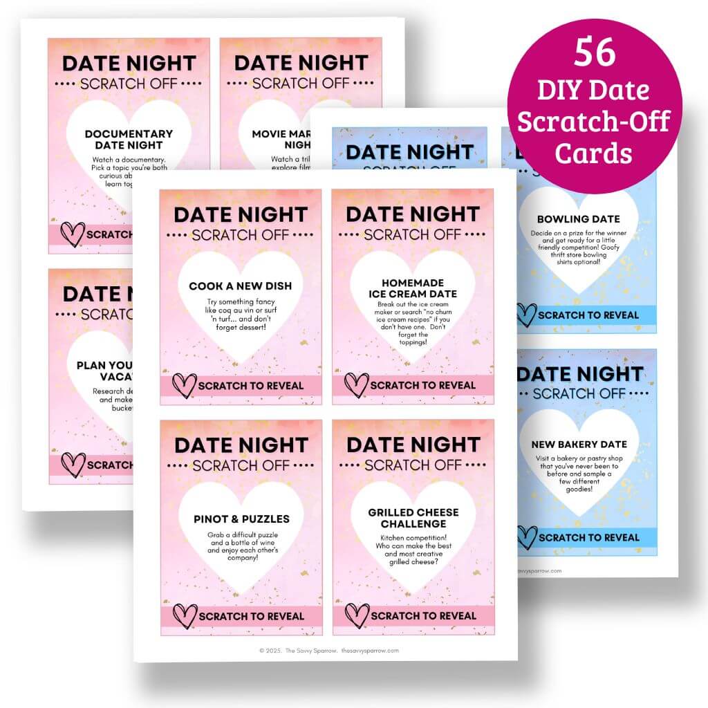 DIY Date Scratch Off Cards - 60 Printable Date Cards – The Savvy Sparrow