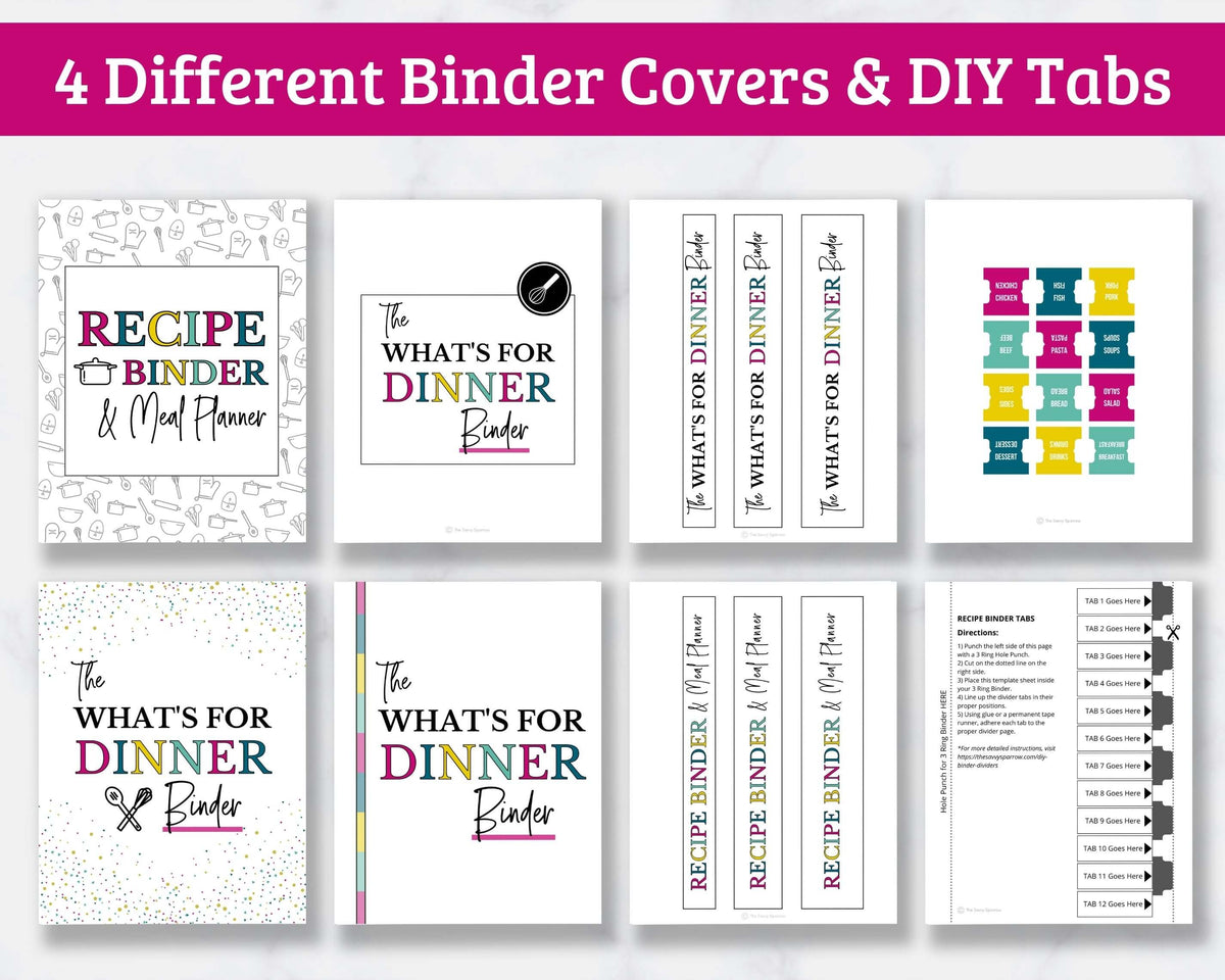Printable Recipe Binder and Meal Planner Templates – The Savvy Sparrow