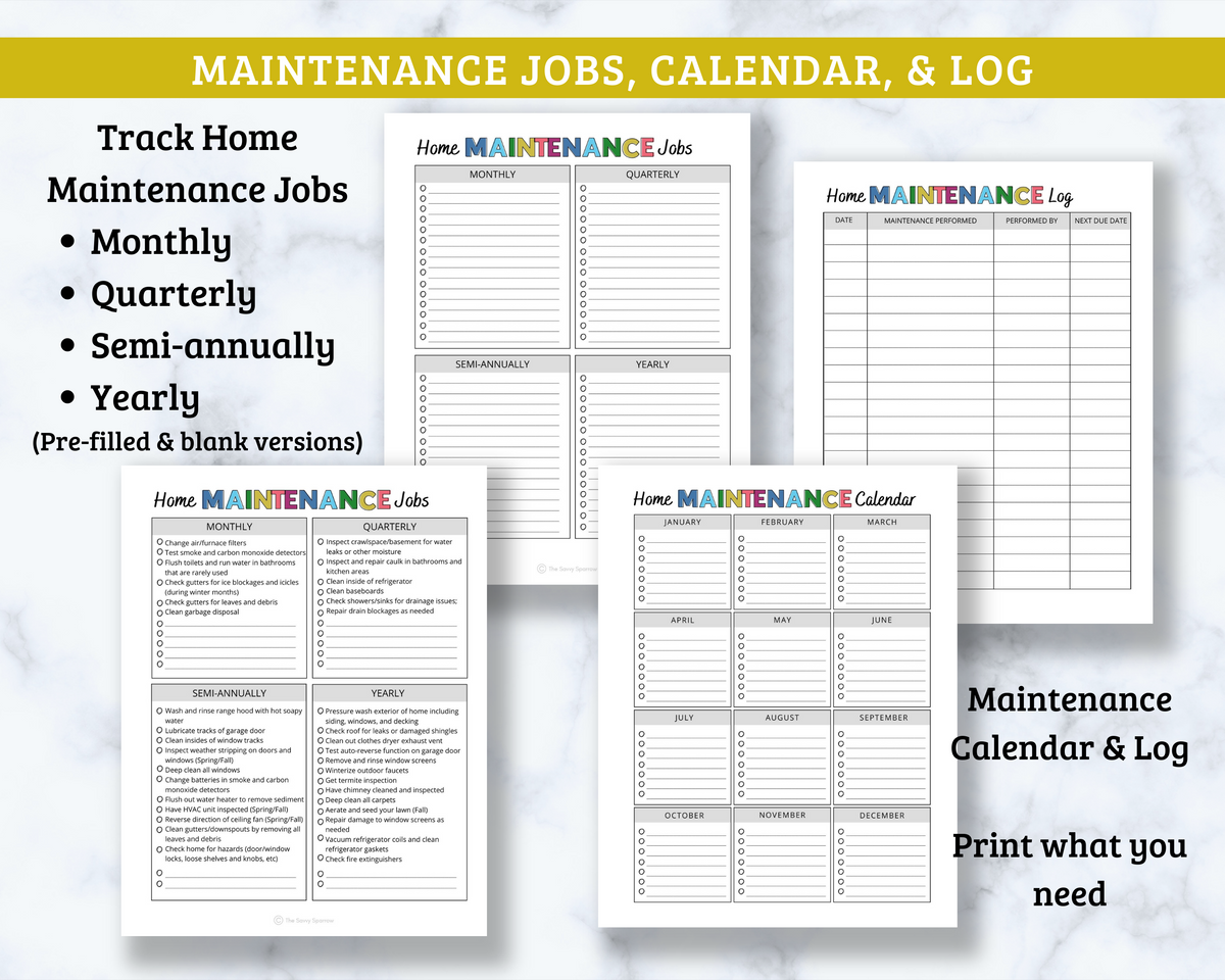 The ULTIMATE Home Maintenance Binder - 18 Page PDF – The Savvy Sparrow
